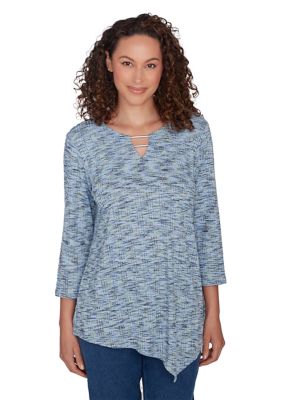 Ruby Rd Women's Keyhole Neck Space Dye Knit Top | belk
