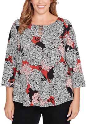 Ruby Rd Plus Size Dahlia Garden Knit Top | Belk