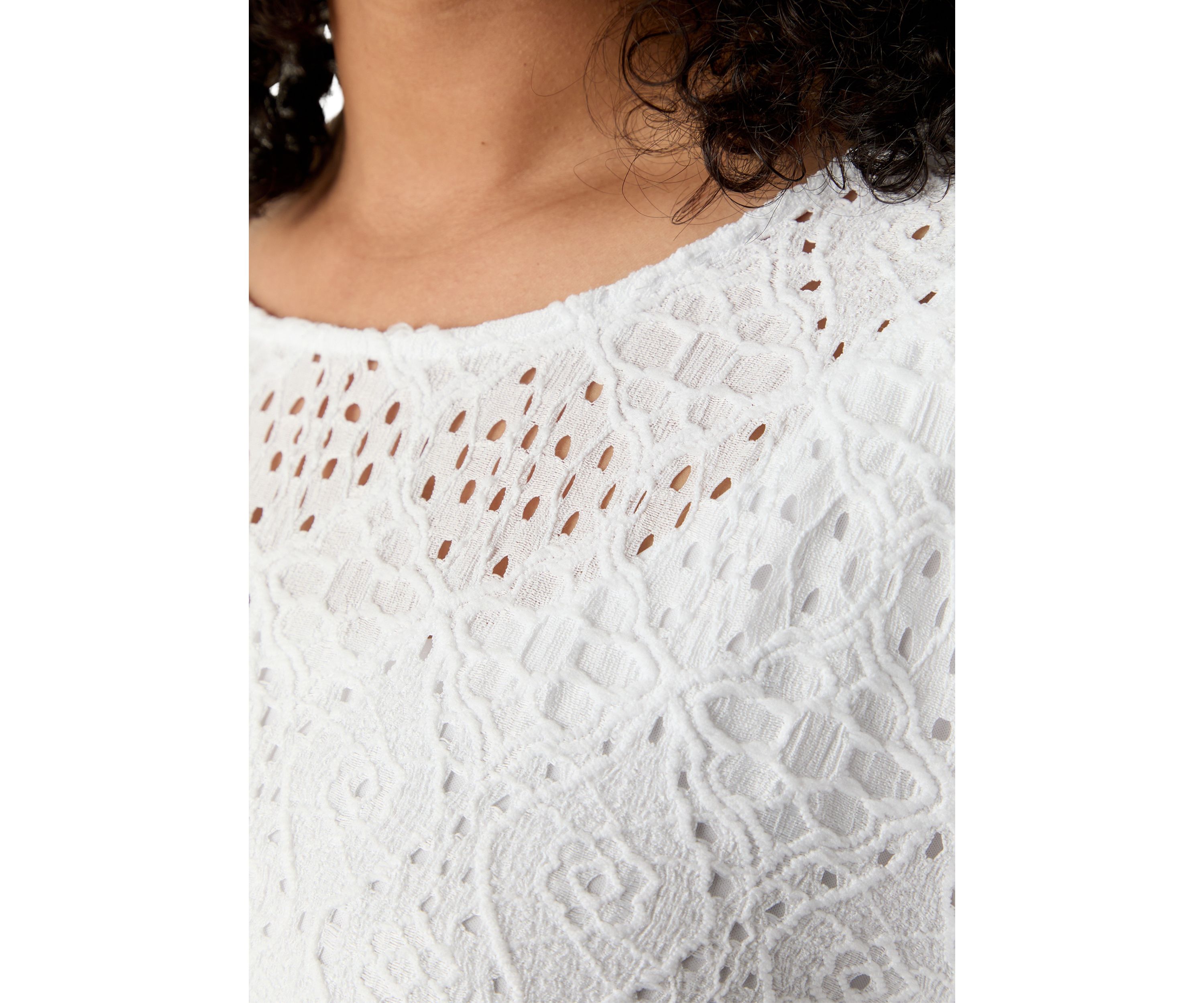 Ruby Rd Women's Diamond Eyelet Solid Lined Crinkle Knit Top | Belk