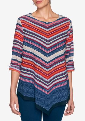 Ruby Rd Women's Casual Cool Placement Printed Stripe Top | belk