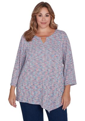Ruby Rd Plus Size Keyhole Neck Space Dye Knit Top | belk
