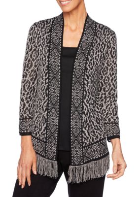 Ruby Rd Must Haves Animal Fringe Cardigan | belk