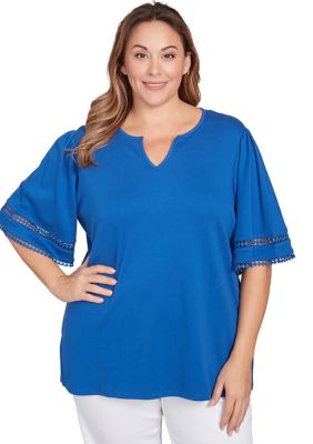 Ruby Rd Plus Size Solid Diamond Stitch Top | belk