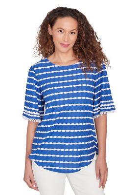 Ruby Rd Petite Tapered Stripe Textured T-Shirt | Belk