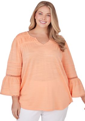 Ruby Rd Plus Size Slub Lace Knit Top | belk