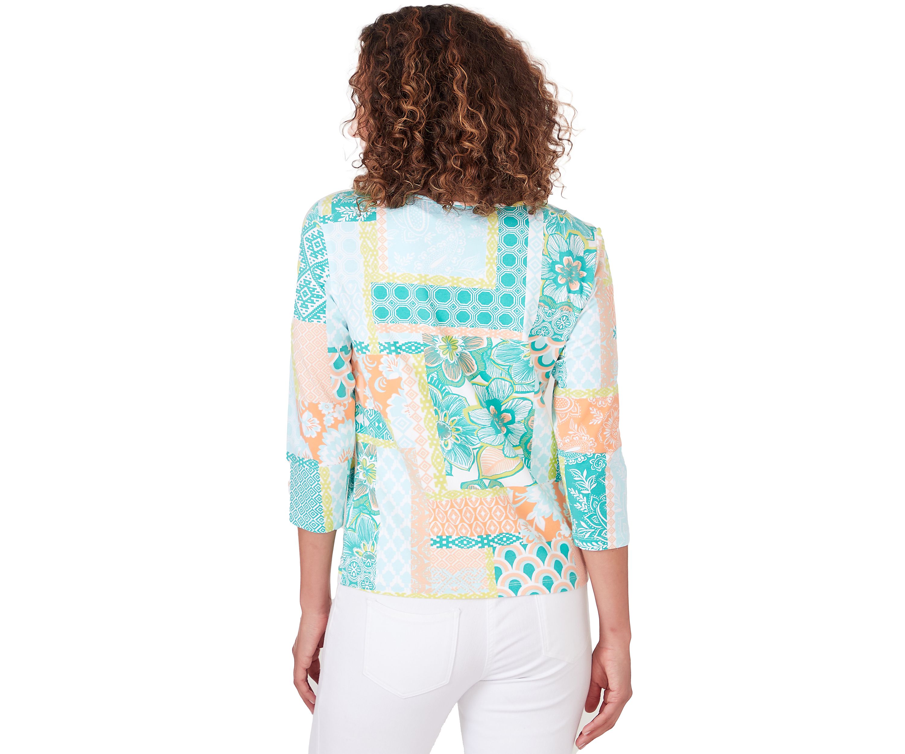Ruby Rd Petite Size Knit Patchwork Top | Belk
