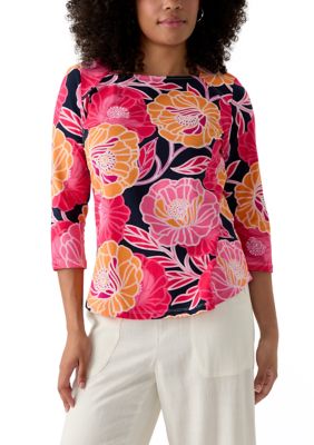 Ruby Rd Women's Bold Poppies Envelope Neck Top | Belk