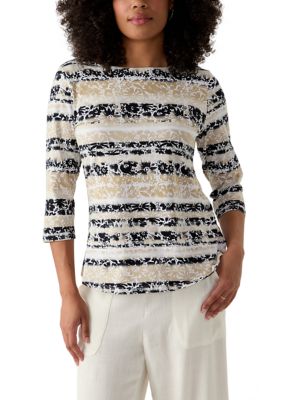 Ruby Rd Women's Watercolor Floral Stripe Top | belk