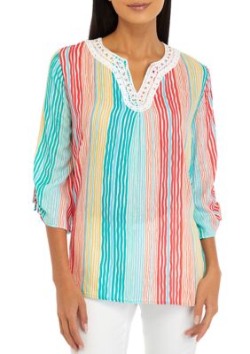 Ruby Rd Women's Metallic Stripe Top | belk