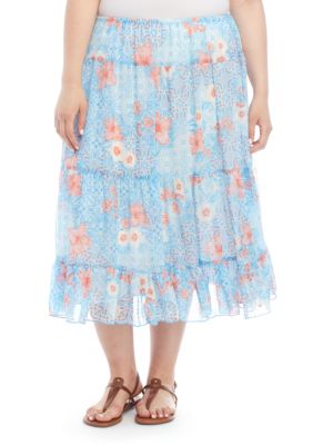 Plus Size Patchwork Tiered Skirt | belk