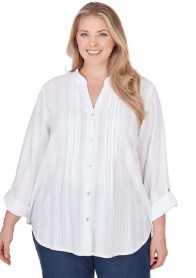 Ruby Rd Plus Size Striped Gauze Top | belk
