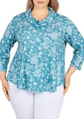 Ruby Rd Plus Size Floral Cowl Neck Top | belk