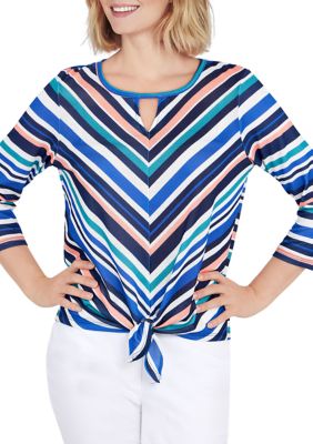 Ruby Rd Petite Tie Front Stripe Top | belk