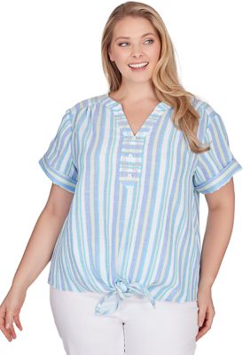 Ruby Rd Plus Size Embroidered Striped Top | belk