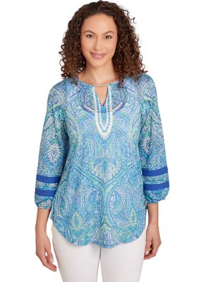 Ruby Rd Petite Paisley Burnout Lace Top | belk