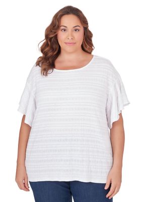 Ruby Rd Plus Size Decorative Smocked Knit Top | belk