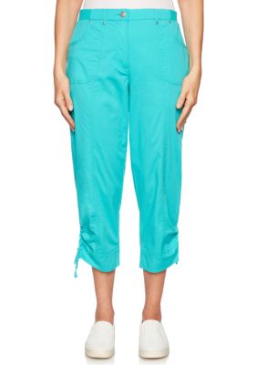 Ruby Rd Petite Ruched Hem Poplin Capri Pants | belk