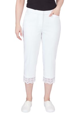 Ruby Rd Petite Stretch Lace Hem Capri Pants | belk