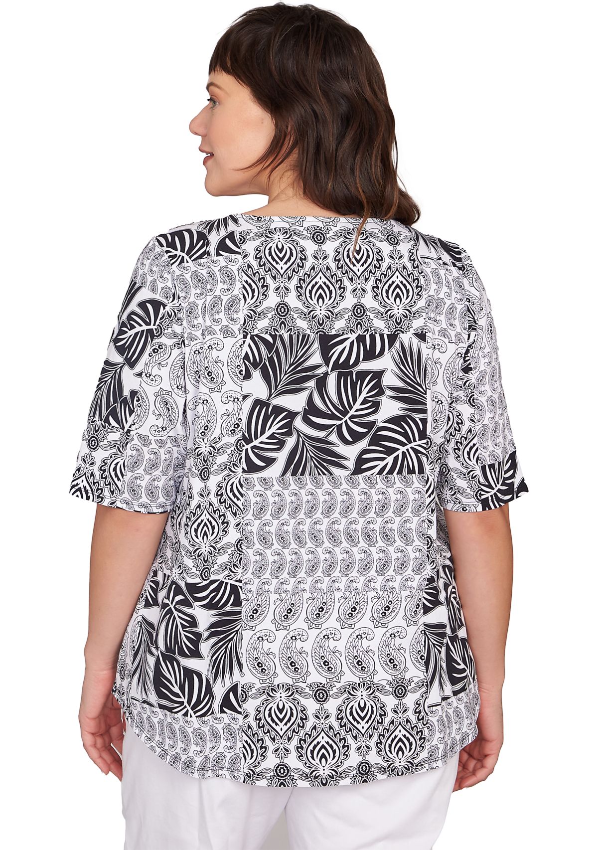 Ruby Rd Plus Size Bali Patchwork Print T-Shirt | Belk