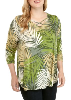 Ruby Rd Plus Size Must Haves Fanning Palm Frond Top | belk