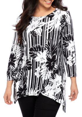 Ruby Rd Plus Size Must Haves Printed 3/4 Sleeve Top | belk