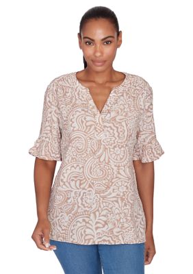Ruby Rd Petite Printed Rayon Gauze Top | belk