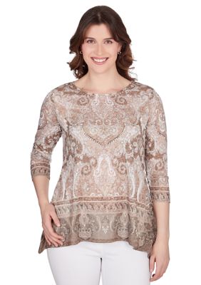 Ruby Rd Petite Bohemian Beaded Knit Top | belk