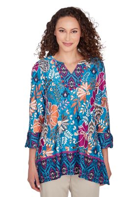 Ruby Rd Women's Embroidered Floral Puff Print Knit Top | belk