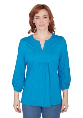 Ruby Rd Women's Eyelet Solid Knit Top | Belk