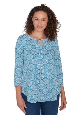 Ruby Rd Women's Diamond Puff Print Knit Top | belk