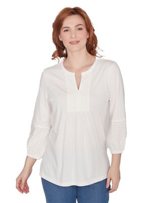 Ruby Rd Petite Eyelet Solid Knit Top | belk