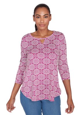 Ruby Rd Petite Diamond Puff Print Knit Top | belk