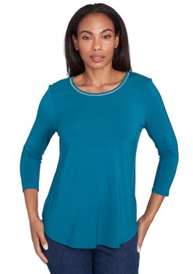 Ruby Rd Petite Micro Bead Chain Stretch Solid Top | Belk