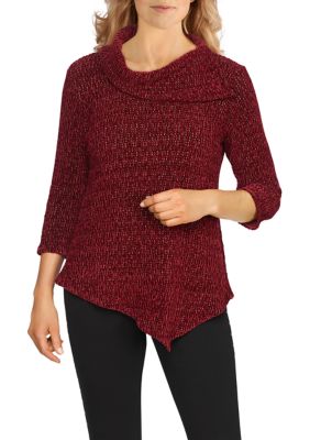 Ruby Rd Women's Metallic Chenille Split Cowl Neck Top | belk