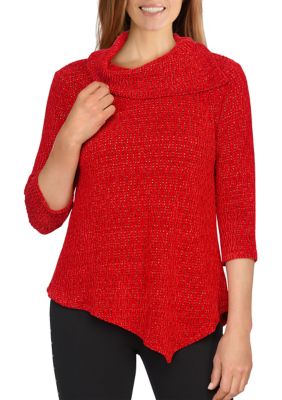 Ruby Rd Women's Metallic Chenille Split Cowl Neck Top | belk