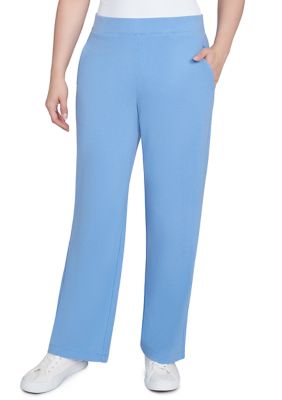 Ruby Rd Women's Luxe Stretch Rib Knit Straight Leg Pull On Pants | belk