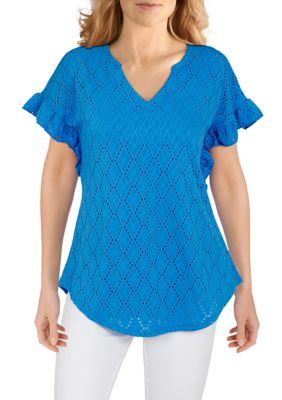 Ruby Rd Plus Size Marbled Flutter Sleeve Top | belk
