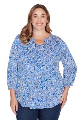 Ruby Rd Plus Size Medallion Puff Printed Knit Top | belk