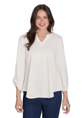 Ruby Rd Petite Solid Textural Knit Top | belk