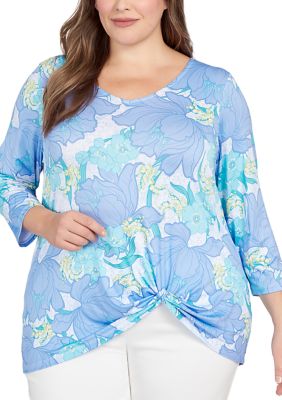Ruby Rd Plus Size Knit Garden Puff Print Top | belk