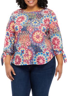 Ruby Rd Plus Size Embellished Tie Dye Print Top | belk