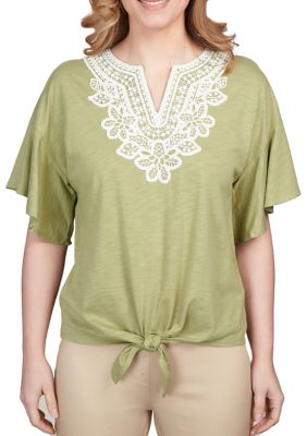 Ruby Rd Women's Cotton Lace Tie-Front Tee | belk