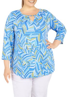 Ruby Rd Plus Size Leaves Puff Knit Top | belk