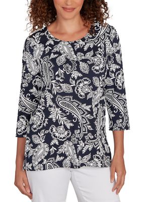Ruby Rd Women's Jacobean Paisley Puff Print Top | Belk