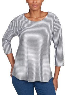 Ruby Rd Petite Textured Mini Stripe Top | Belk
