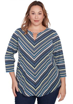 Ruby Rd Plus Size Pebble Stripe Knit Top | belk