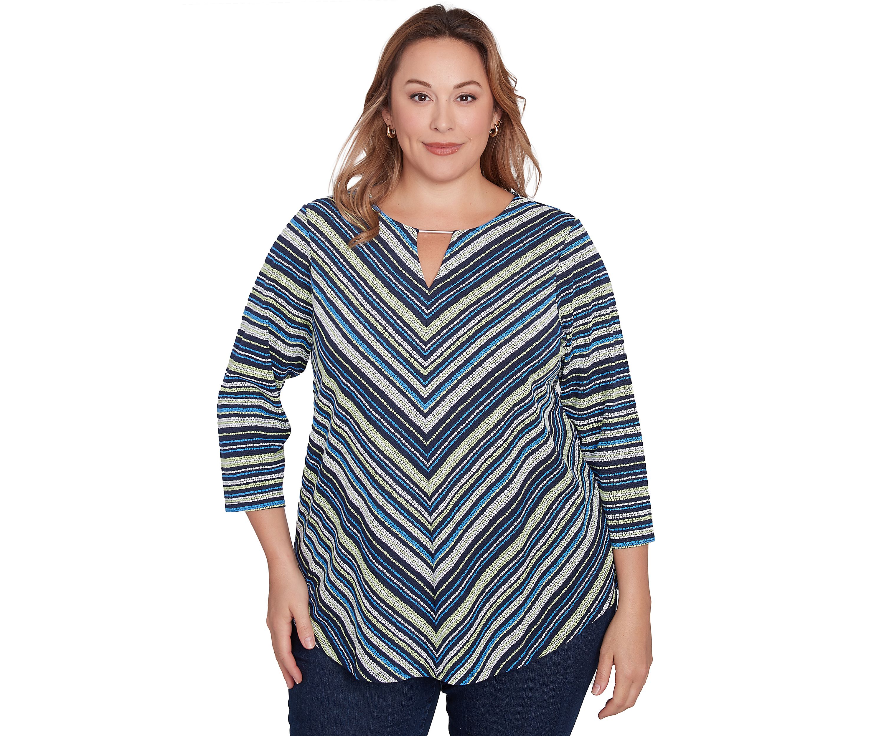 Ruby Rd Plus Size Pebble Stripe Knit Top | Belk