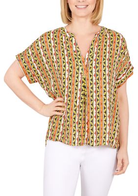 Ruby Rd Petite Metallic Geo-Print Top | Belk