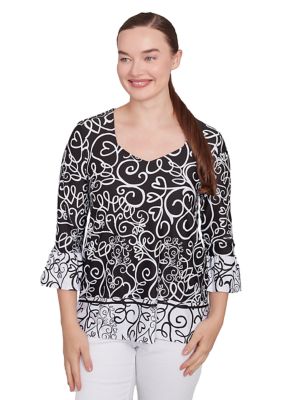 Ruby Rd Plus Size Whirlwind Heart Puff Print Top | Belk