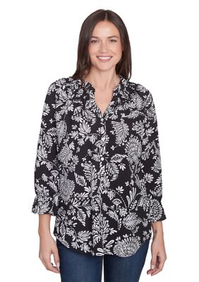 Ruby Rd Petite Monotone Floral V-Neck Top | belk